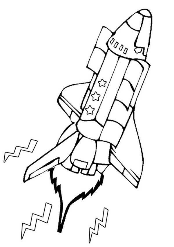 Labeled space shuttle coloring pages